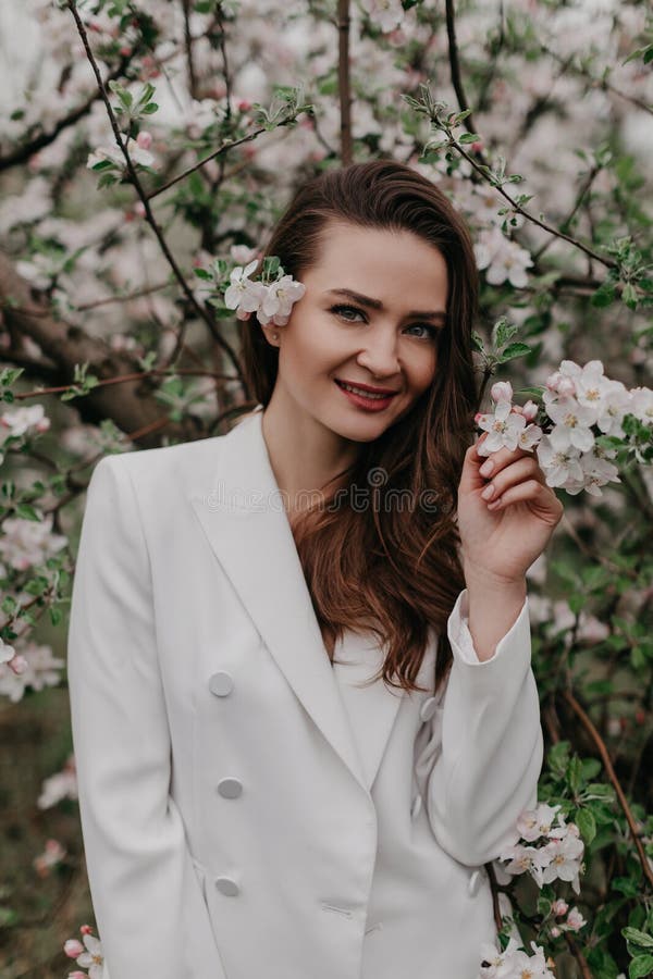 Gorgeous Young Model Posing in Garden Stock Image - Image of garden ...