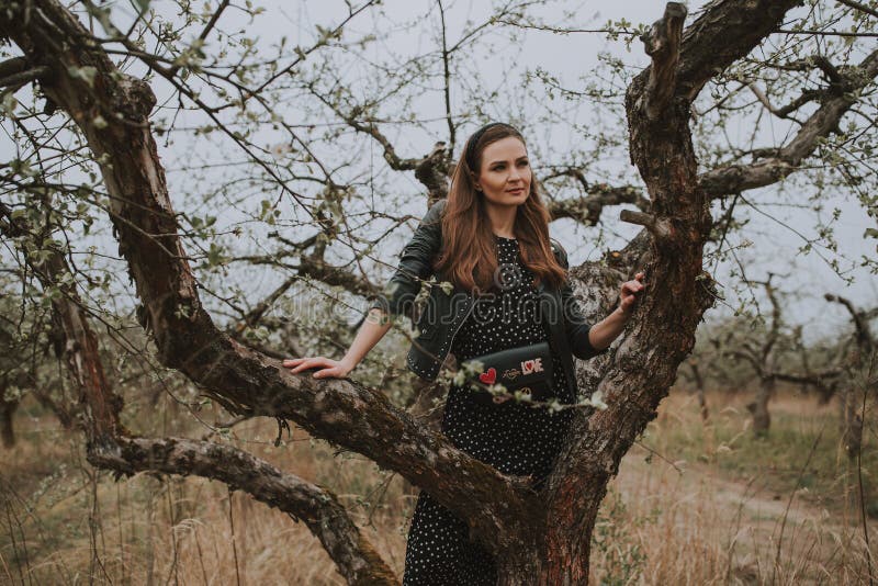 Gorgeous Young Model Posing in Garden Stock Image - Image of pose ...