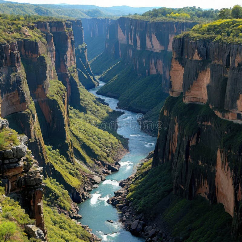 Gorges, Deep Canyons with Steep Cliffs, with a River Flowing Along the ...