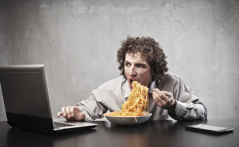 Gorging Businessman stock image. Image of read, laptop - 26960085