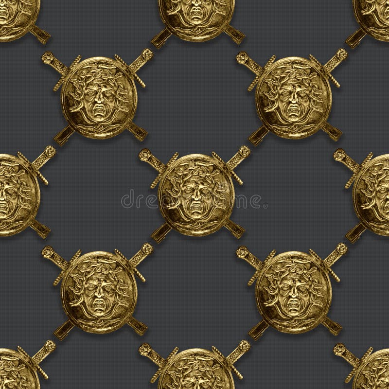 Gorgon Medusa head stock image. Image of metallic, element - 256546313