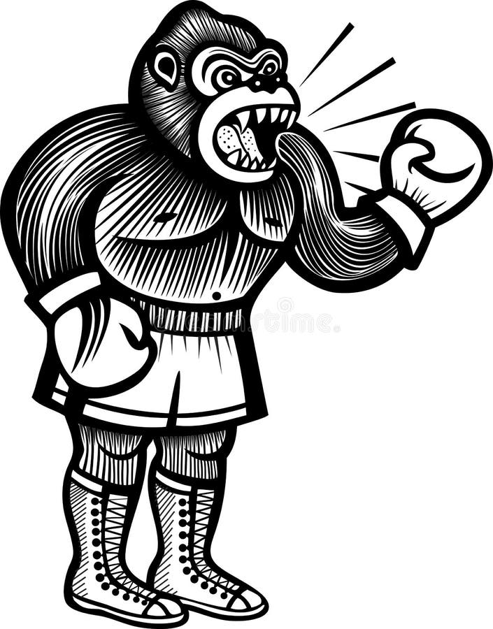 Boxing Gorilla Illustration Stock Vector - Illustration of fitness ...