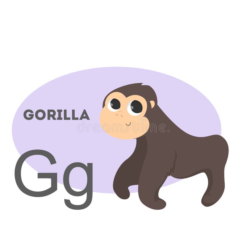 Gorilla on alphabet. stock vector. Illustration of card - 107320384