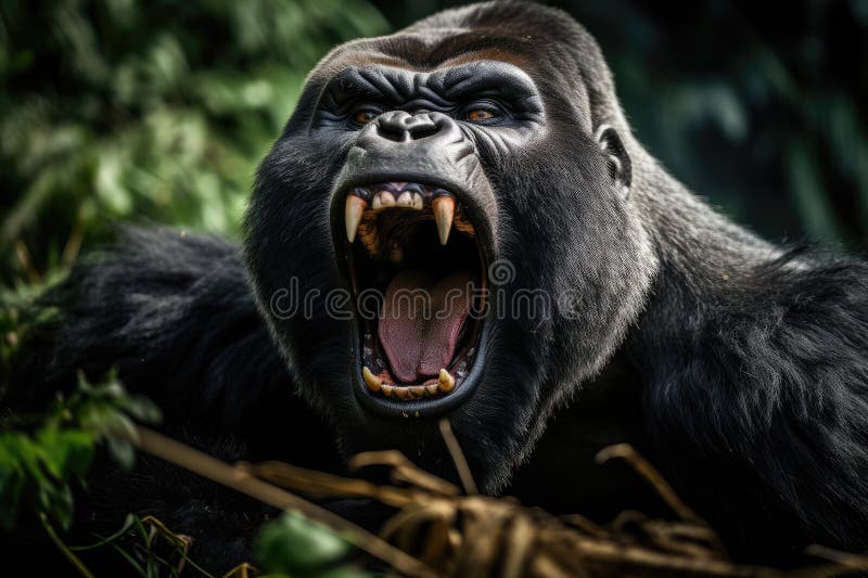 A Gorilla Beating Its Chest in the Rainforest. Gorilla Beating Its ...