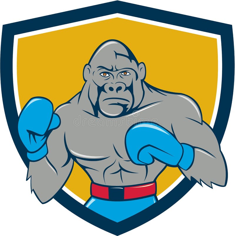 Gorilla Boxer Boxing Stance Crest Cartoon Stock Vector - Illustration ...