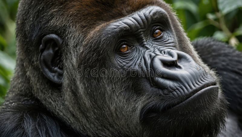 Gorilla, Close Up of Gorilla Face Stock Illustration - Illustration of ...