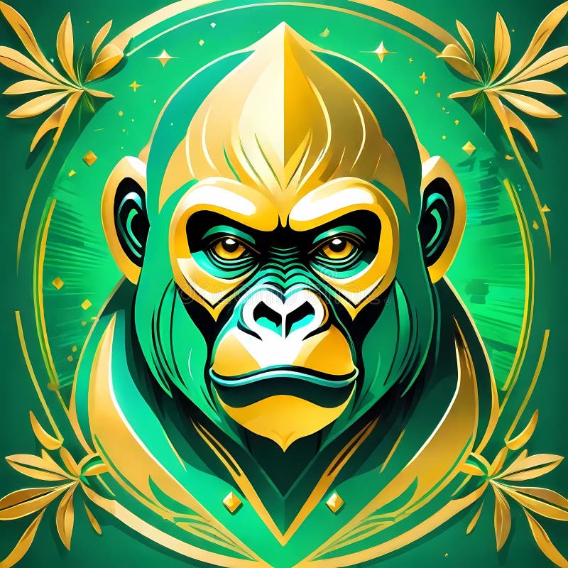 Gorilla on an Emerald Background Stock Illustration - Illustration of ...