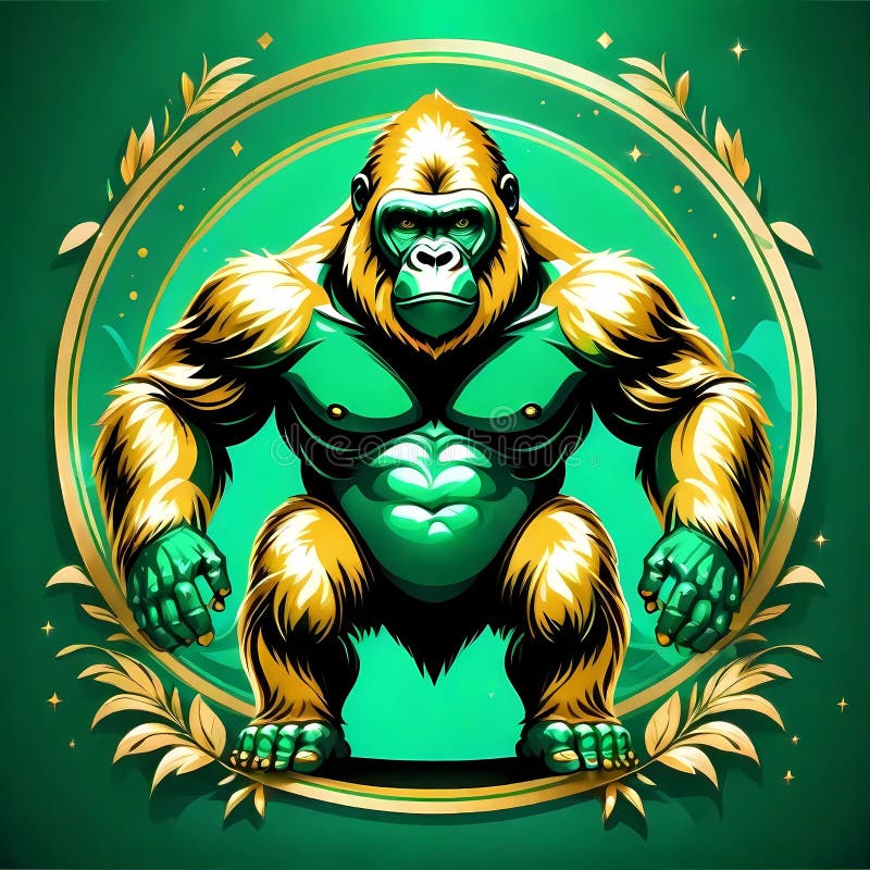 Gorilla on an Emerald Background Stock Illustration - Illustration of ...