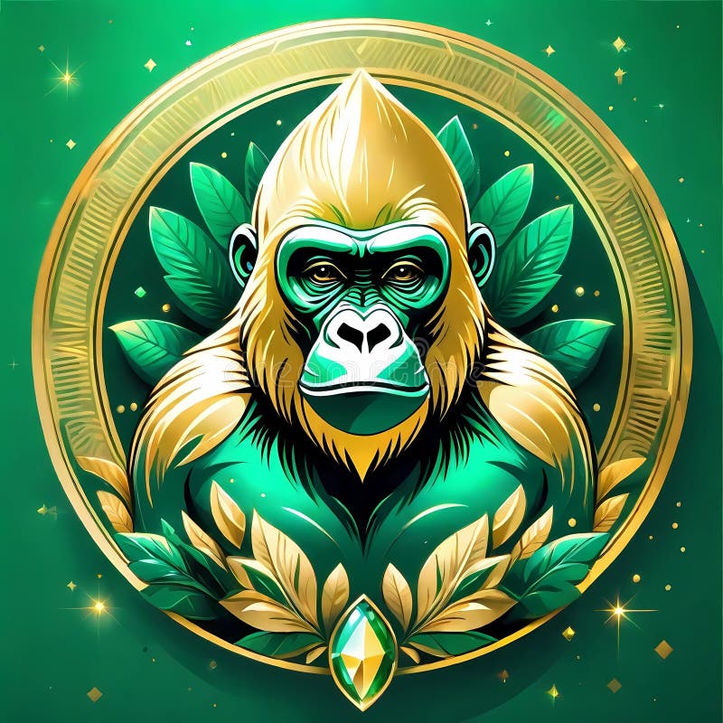 Gorilla on an Emerald Background Stock Illustration - Illustration of ...