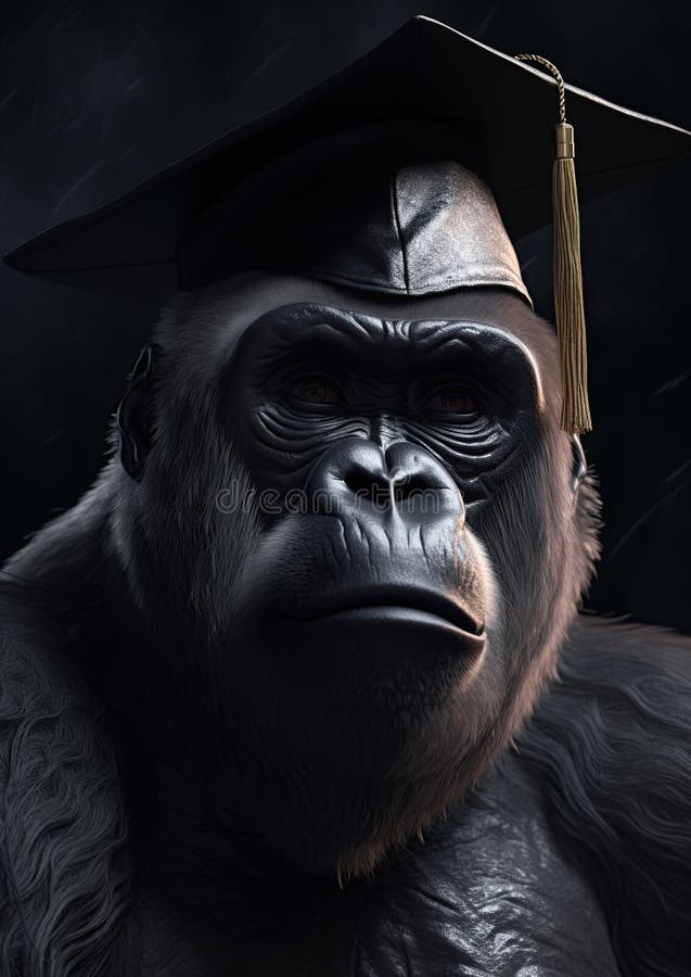 Gorilla Graduate Student. Generative Ai Stock Illustration - Illustration of species, face ...