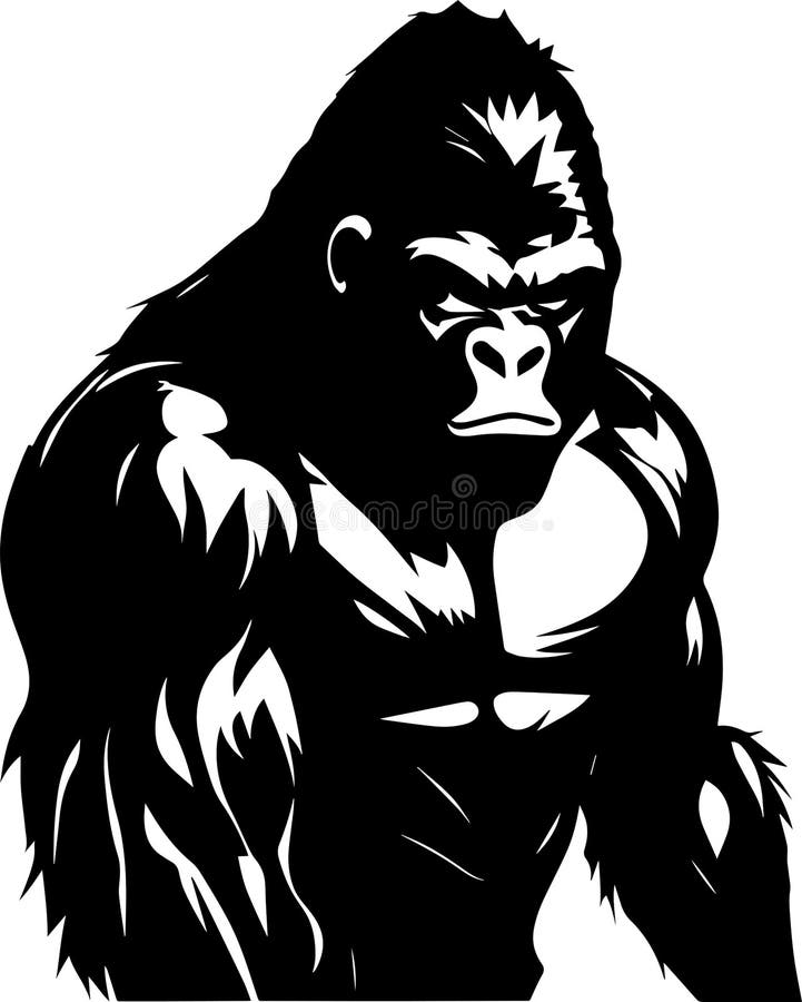Gorilla Logo Monochrome Design Style Stock Vector - Illustration of ...