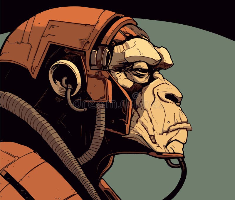 A Gorilla Monkey As a Spaceship Pilot from the Future - Illustration ...
