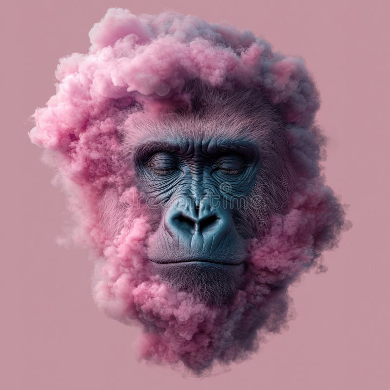 A Gorilla with Pink Cloud Fur. Stock Illustration - Illustration of ...