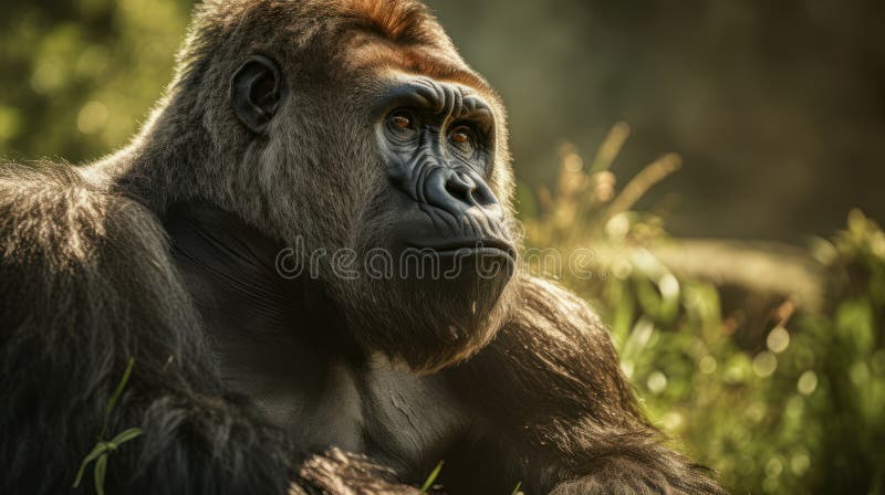 Gorilla Resting Peacefully in the Grass Stock Illustration ...