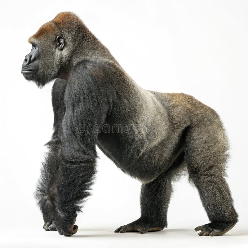 Gorilla Stands in Full Body Display Showcasing Its Muscular Structure ...