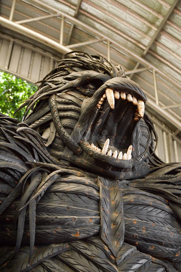 Gorilla Statue Made Form Tires Editorial Photography - Image of black ...