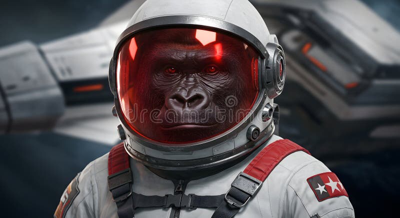 Gorilla Astronaut with HUD stock illustration. Illustration of ...