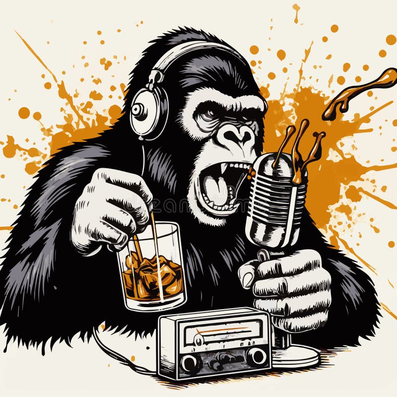 Gorilla Whiskey Hour Splatter Paint Vector Isolation Stock Vector ...