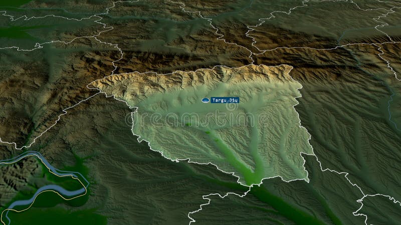 Gorj, Romania - Highlighted with Capital. Physical Stock Illustration ...