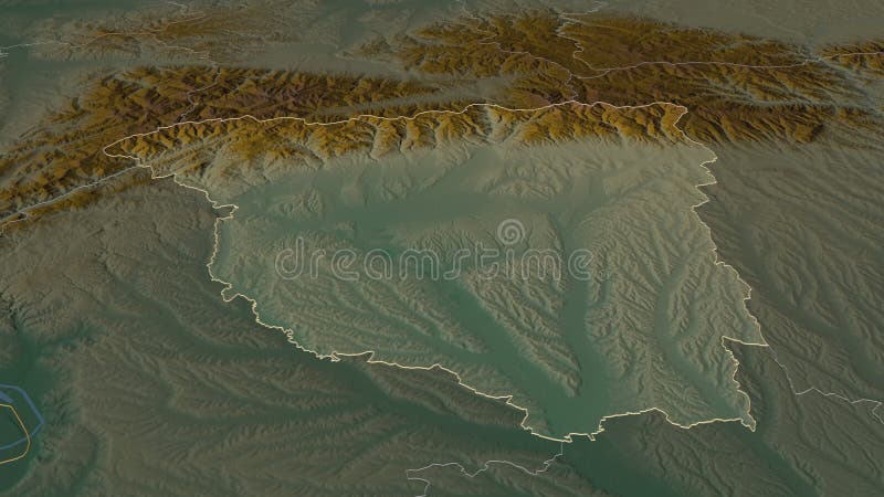 Gorj, Romania - Outlined. Relief Stock Illustration - Illustration of ...