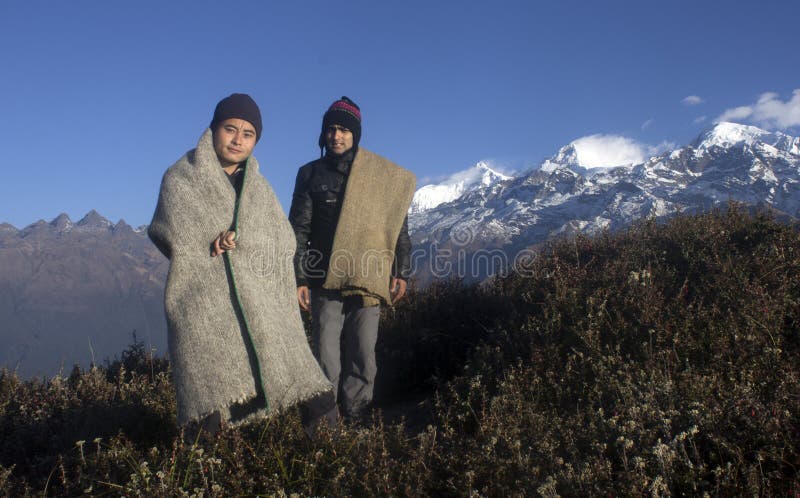 Gorkha Nepal, 02 October 2015 :Nepali Man Infront of the Himalayas ...