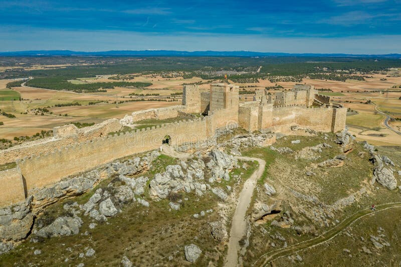 Aerial Panorama of Gormaz Castle in Soria Spain Above the Duero River ...