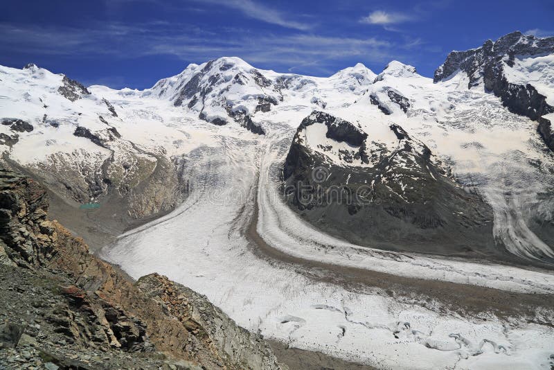 The Gorner Glacier (Gornergletscher) in Switzerland Stock Image - Image ...