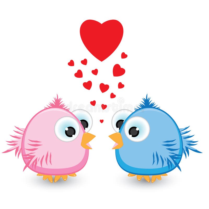 El Besarse De Los Pájaros Del Amor De La Historieta Dos Ilustración del ...