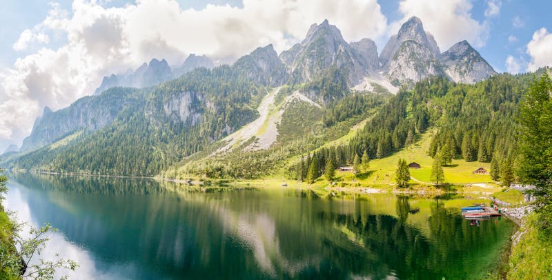 Gosausee Panorama stock image. Image of traveling, gosau - 32405189