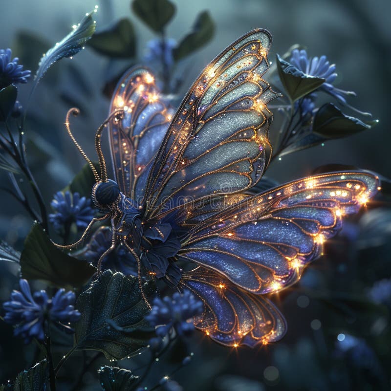 Gossamer Fairy Wings Backlit by Moonlight the Delicate Structures Blur into the Night Stock ...
