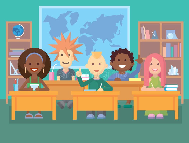 Gosses Dans La Salle De Classe Illustration Stock - Illustration du ...