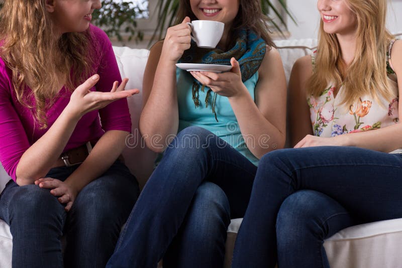 Gossip during coffee stock image. Image of pretty, girl - 49815489