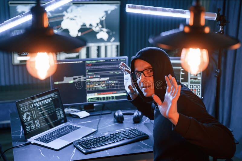 Got caught. with hands up stock photo. Image of network - 276758046