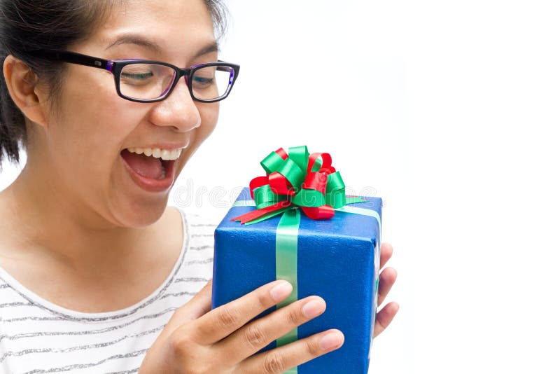 163 Delighted Woman Receiving Gift Stock Photos - Free & Royalty-Free ...