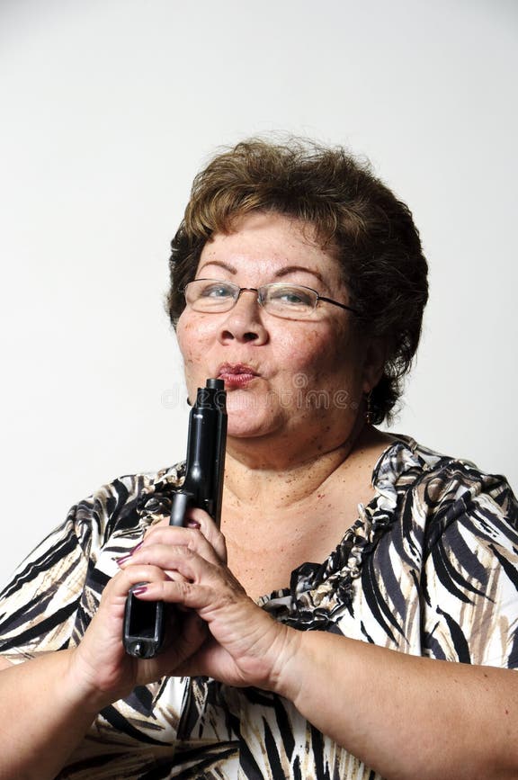 Got gun? stock photo. Image of female, protection, overweight - 20000370