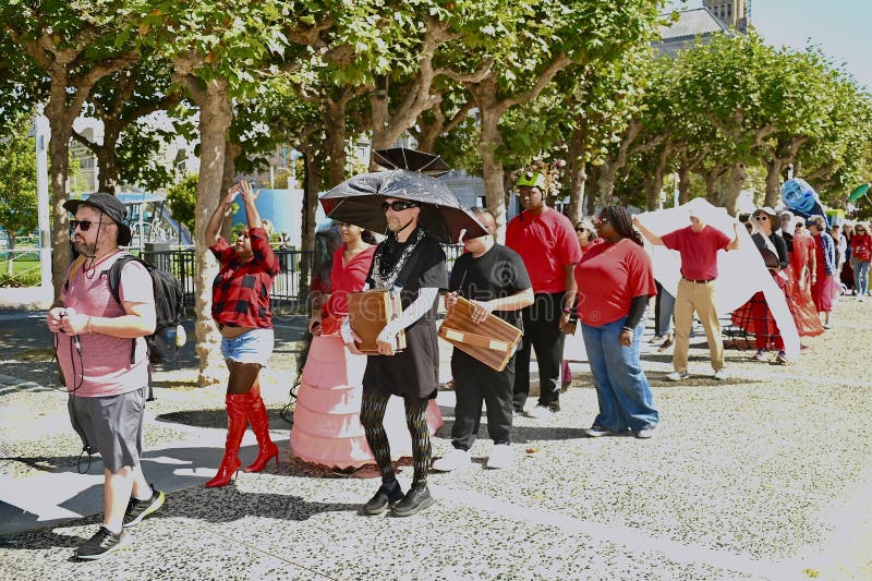 We Got the Power the People Vs Project 2025 San Francisco Marching and Singing Around Plaza ...