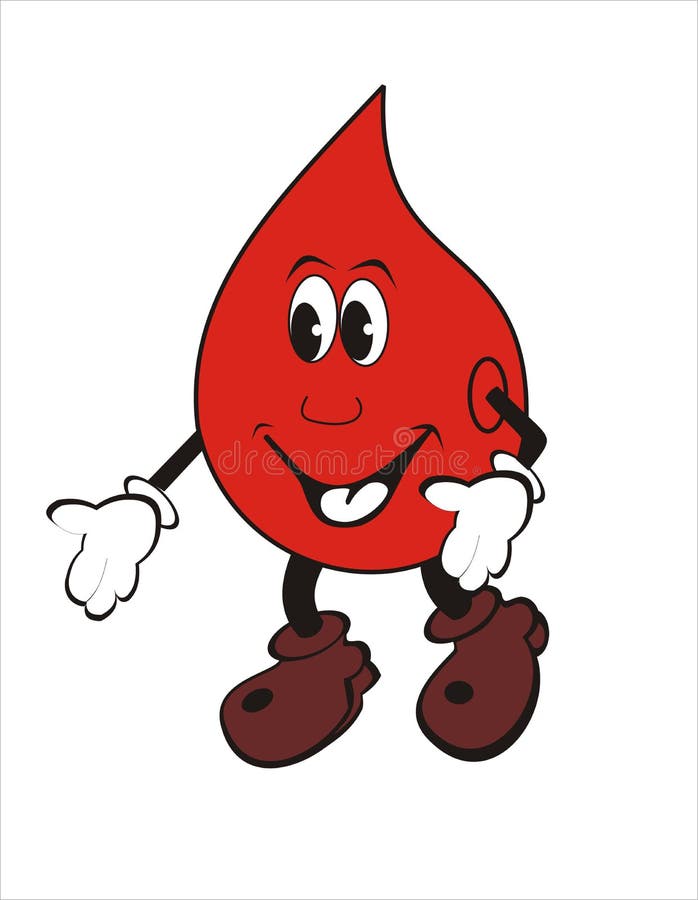 Carácter De Dibujo Animado Con Gota De Sangre Roja Ilustración del ...