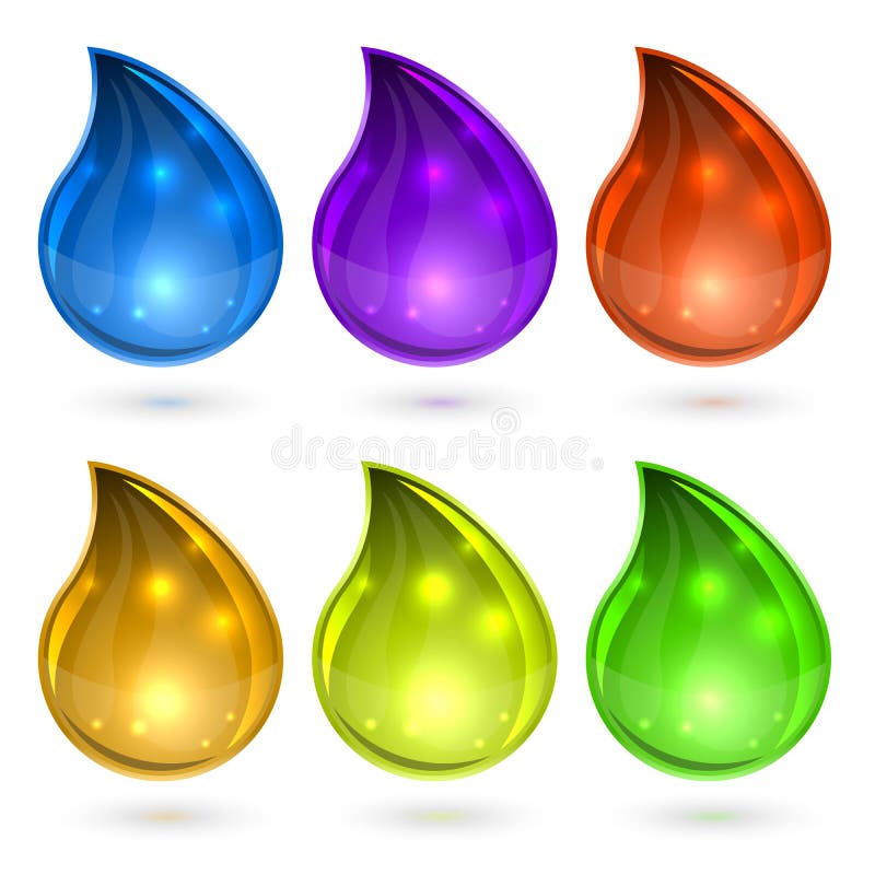 Gotas coloridas ajustadas ilustração do vetor. Ilustração de projeto ...