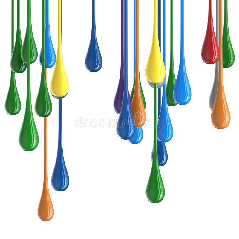 Gotas Lustrosas Da Gota Da Pintura Da Cor 3D Ilustração Stock ...