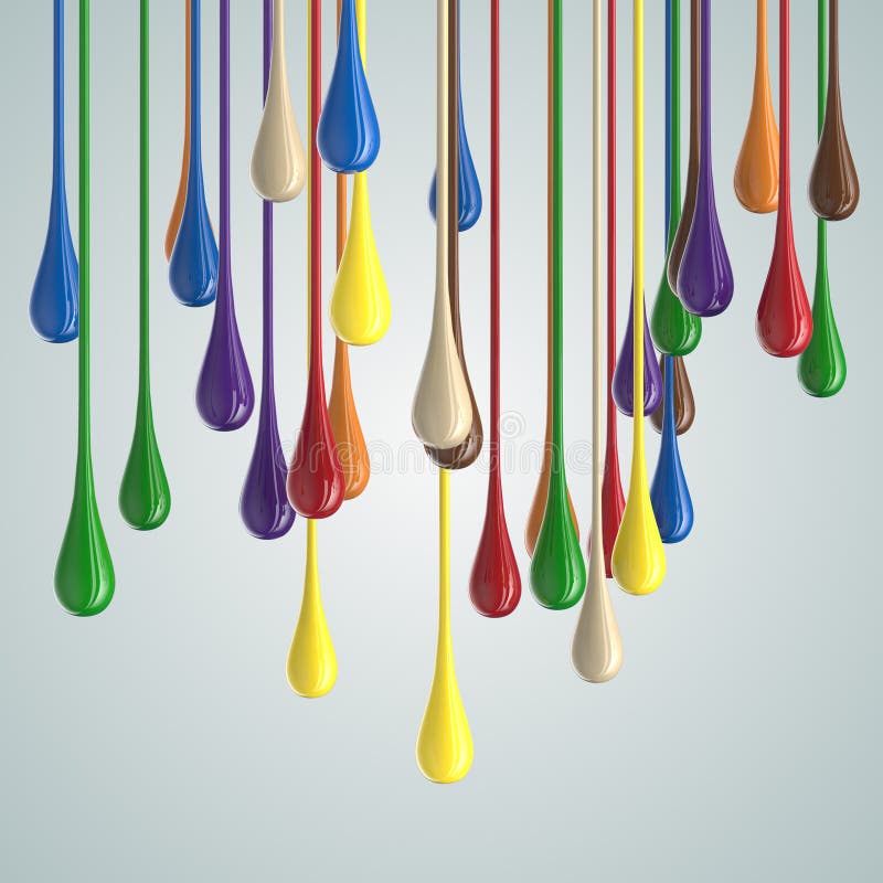 Gotas Lustrosas Da Gota Da Pintura Da Cor 3D Ilustração Stock ...