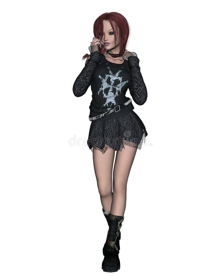 Goth Girl - 1 stock illustration. Illustration of cross - 3243546