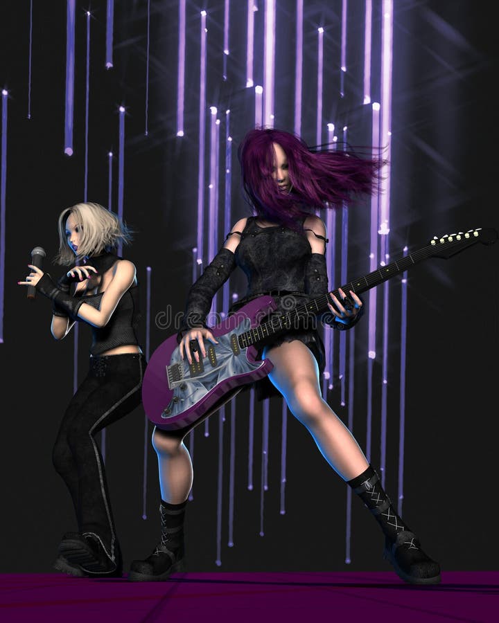 Goth Girl Band on Stage stock illustration. Illustration of female ...