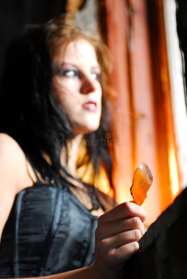 Goth Girl Holding Broken Glass Stock Image - Image of scary, ruins: 6354945