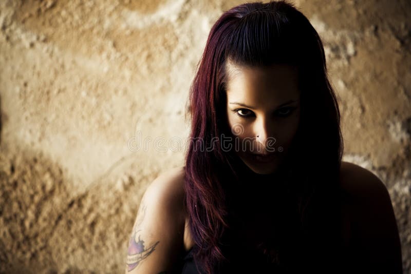 Laying girl on the forest stock photo. Image of black - 12797854