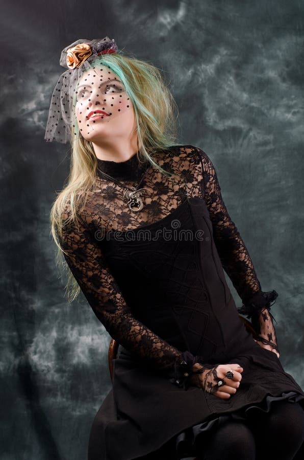 Portrait Of Scared Girl With Green Hair Stock Image - Image of gloves ...