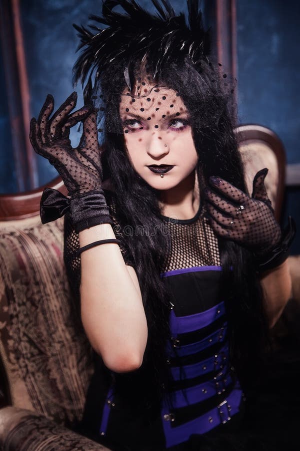 Goth girl stock image. Image of glamour, black, facial - 52414209