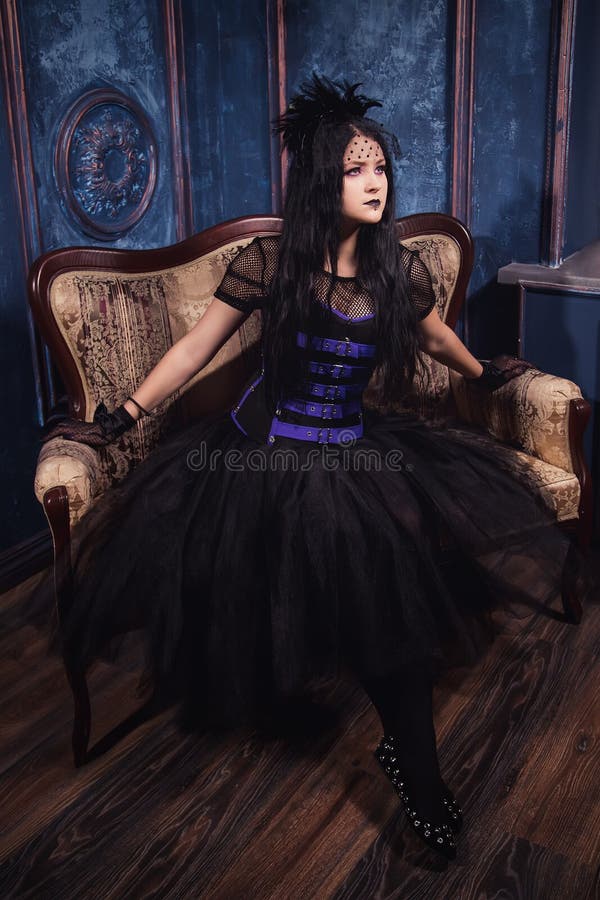 Goth girl stock image. Image of glamour, black, facial - 52414209