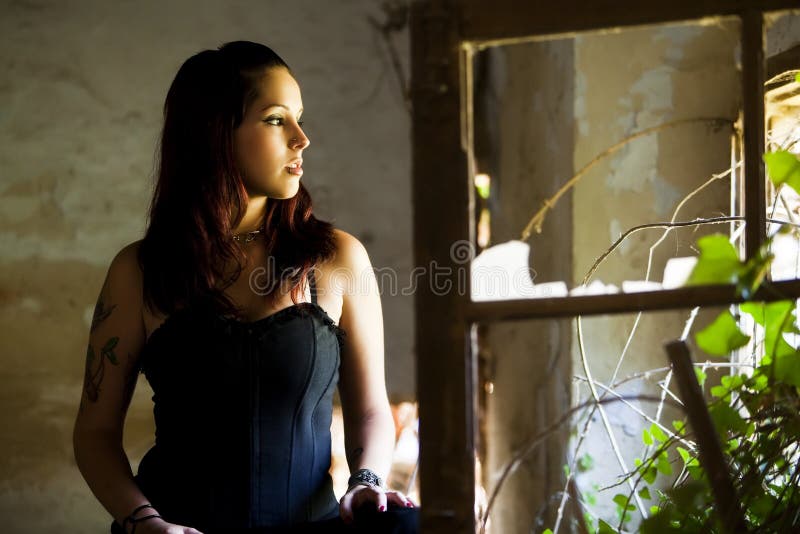 Laying girl on the forest stock photo. Image of gothic - 11371448