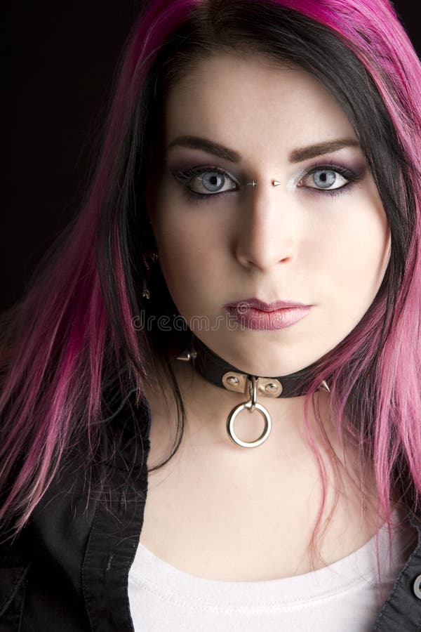 Goth head shot stock photo. Image of pink, woman, beautiful - 13682062