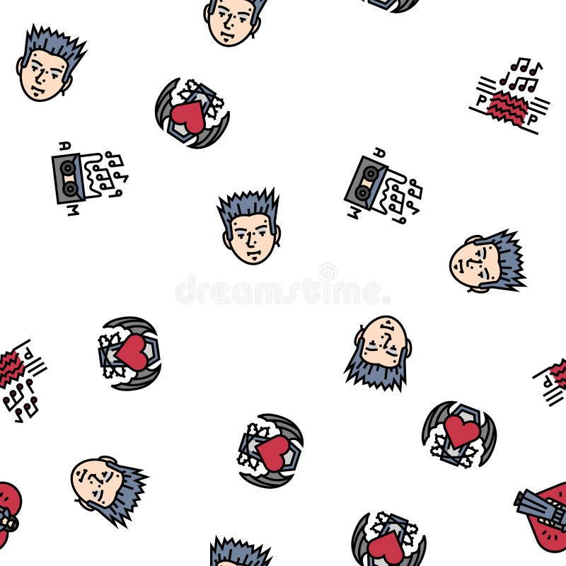 Goth Subculture Punk Gothic Y2k Seamless Pattern Vector Stock ...